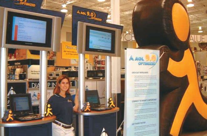 AOL Stocks Stores with Product Kiosks and Premiums - Event Marketer