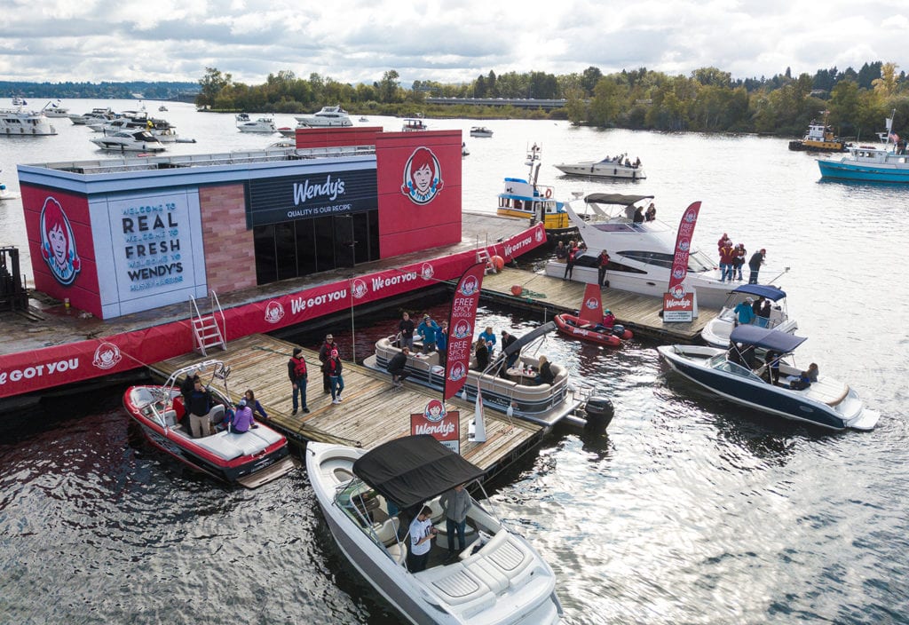 Wendy’s Floats a Sampling Barge for Huskies 'Sailgaters'