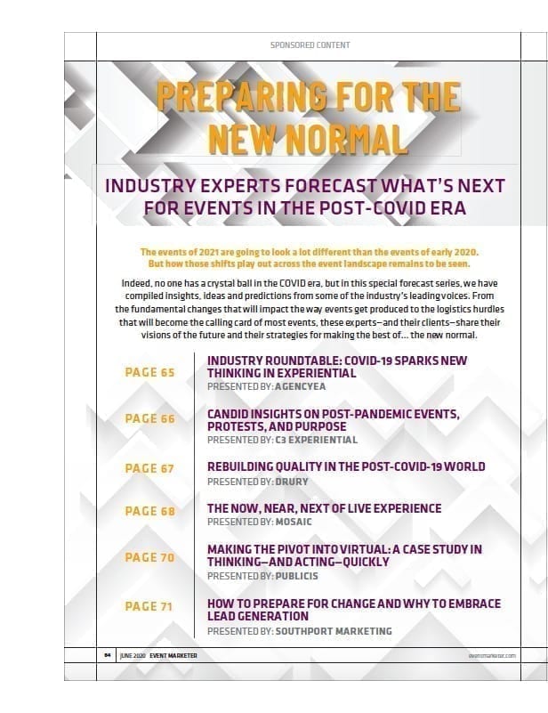 Industry Experts Forecast What's Next for the 'New Normal' - Event Marketer
